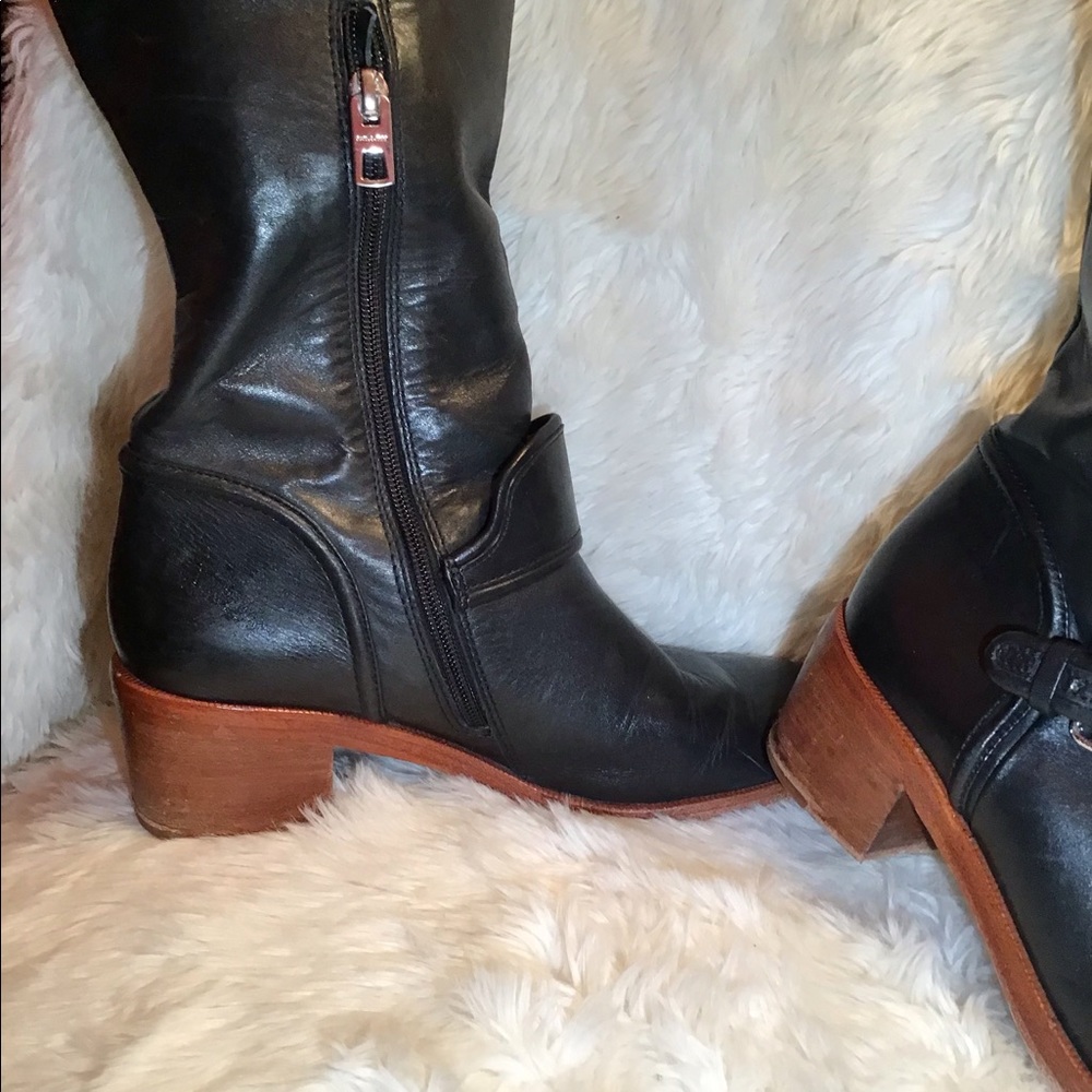 Coach Cecelia Black Leather Riding Boots Size 8 - Gem